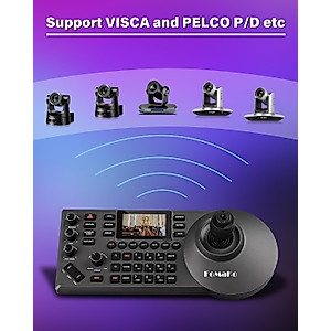 FoMaKo PTZ Controller PoE 3" LCD Screen Preview, 4D Joystick PTZ Camera Controller for Church Live Service Education, Visca PELCO D/P RS232 RS485 (No NDI License) (KC608 Pro)