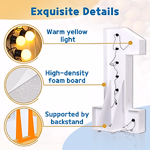 Imprsv Marquee Numbers 3 Feet Tall: 15th Birthday Decorations Large Light Up Numbers Anniversary Party Decorations Big Backdrop Foam Cardboard Number 15