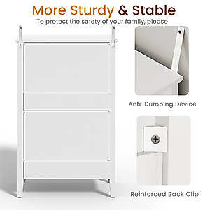 May in Color White Fluted 5 Drawer Dresser for Bedroom, Tall Chest of Drawers with Ball Bearing Slide, Waterproof Lacquered Desktop,Modern Wood Storage Cabinet for Living Room