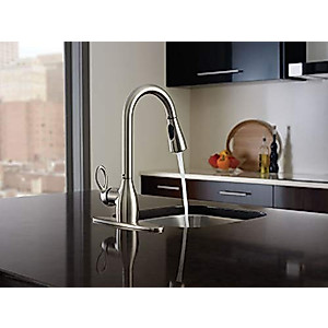 Moen CA87011SRS Single Handle Kitchen Faucet with Pullout Spray from the Kleo Collection, Spot Resist Stainless