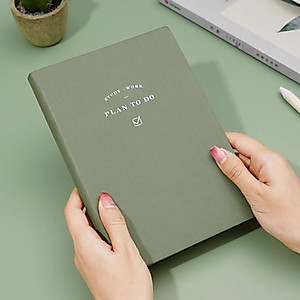 CAGIE To Do List Notebook 192 Pages 5.3" x 7.5" Leather To Do List Notepad Checklist for Daily Plans Schedule Planner Notebook School Supplies for Students, Green