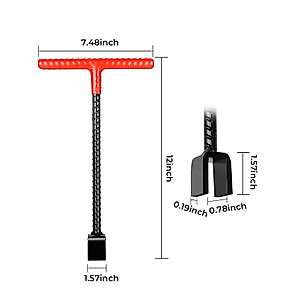 JOYTUTUS 12 Inch Multifunctional Water Meter Tool with 4-Way Key & Teflon Tape, T-Handle Valve Key
