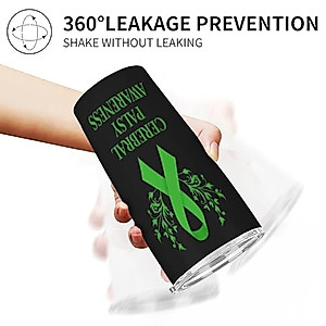 Cerebral Palsy Awareness Green 20 OZ Stainless Steel Tumbler Travel Car Coffee Mug with Straw Lid Cleaning Brush Coffee Tumbler Mug for Women Men