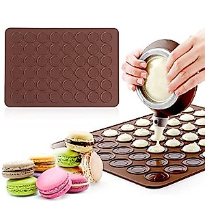 Silicone Macaron Baking Mats, 48 Cavities Silicone Mold Sheet Mat Macaroon Cookies Pastry DIY Bakeware Decorating Tools, Silicone Baking Mat Reusable, Silicone, Pizza