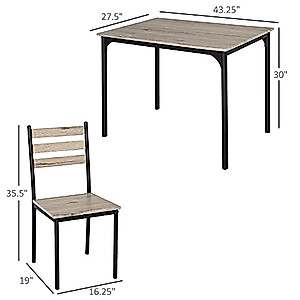 HOMCOM Modern Dining Table Set for 4, 5-Piece Kitchen Table Set, Rectangular Dining Table and 4 Chairs for Kitchen, Dining Room, Dinette, Breakfast Nook, Grey