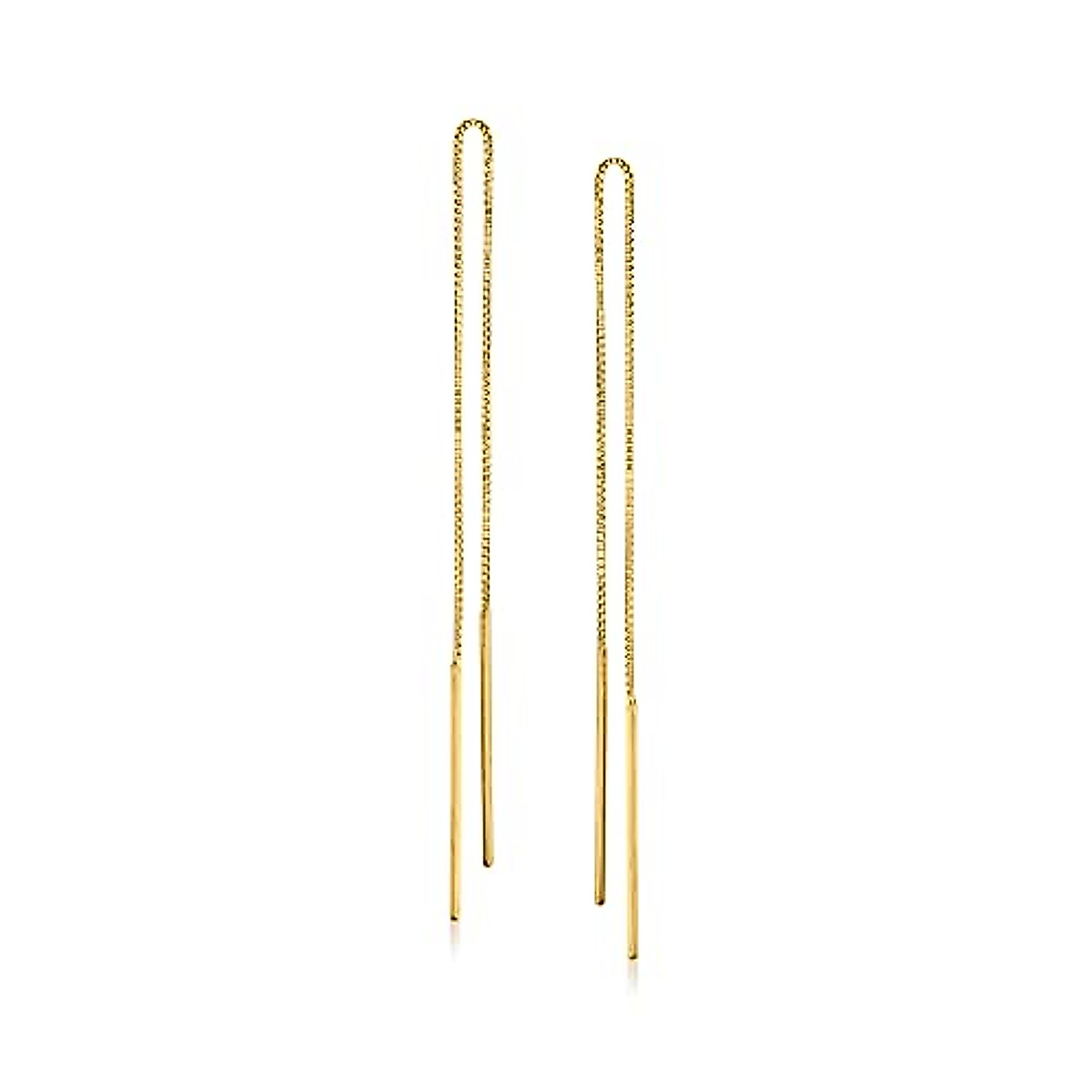Ross-Simons 14kt Yellow Gold Linear Bar Drop Threader Earrings