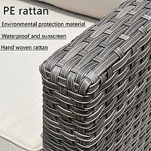 ovios Patio Furniture Set, 12 PCS Big Size Outdoor Furniture Set All Weather Rattan Wicker Sofa Sectional Set with Glass Table, Garden, Backyard, No Assembly Required (Grey-Beige)