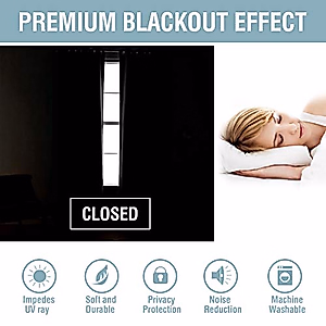 H.VERSAILTEX Linen Blackout Curtains 96 Inches Long Thermal Insulated Room Darkening Linen Curtains for Bedroom Textured Burlap Grommet Window Curtains for Living Room, Grey and Yellow, 2 Panels