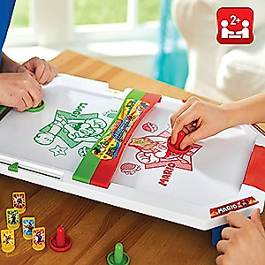 Epoch Games Super Mario Air Hockey, Tabletop Skill and Action Game with Collectible Super Mario Action Figures