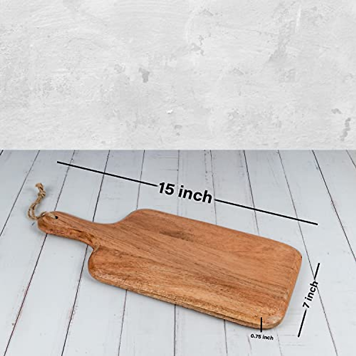 Samhita Acacia Wood Cutting Board, for Meat, Cheese, Bread, Vegetables & Fruits, with Grip Handle (15" x 7")