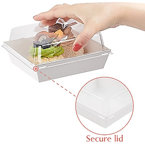 Ocmoiy Small Charcuterie Boxes with Clear Lids, To Go Paper Disposable Food Containers, 5 Inches Bakery Dessert Boxes for Sandwich, Cookie, Pastry, Cake Slice (White, 100ct)