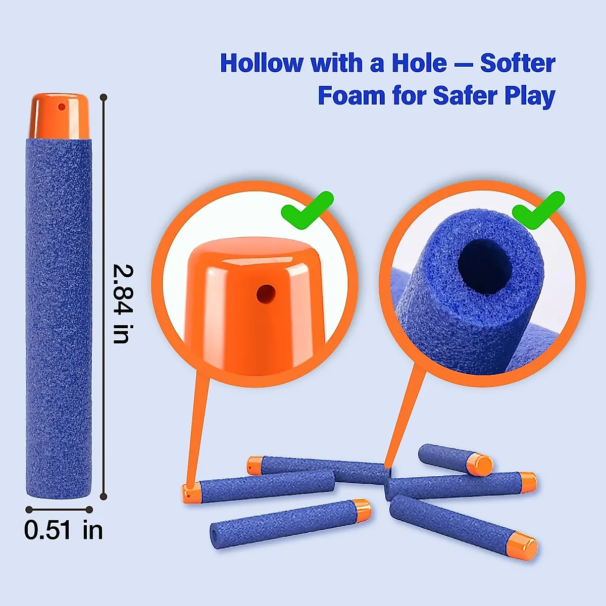 AMOSTING Refill Darts 100PCS Bullets Ammo Pack Compatible for Nerf N-Strike Elite 2.0 Series DinoSquad – Work with All Elite Blasters Blue