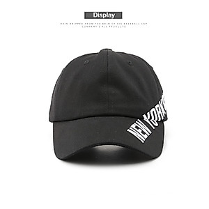 New York Hat Embroidery Baseball Cap Cotton Trucker Dad Hat with Adjustable Buckle Visor Cap for Men Women Khaki