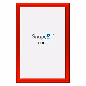 SnapeZo Notice Frame 11x17 Inches, Red 1 Inch Aluminum Profile, Front-Loading Snap Frame, Wall Mounting, Sleek Series