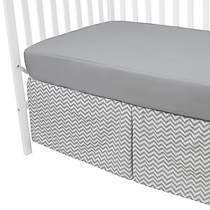 American Baby Company 100% Cotton Tailored Crib Skirt with Pleat, Gray Zigzag, for Boys and Girls