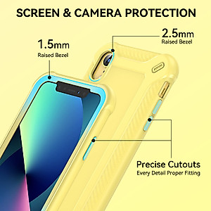COOLQO Compatible for iPhone XR Case,[2 x Tempered Glass Screen Protector] [Non-Slip] [10 FT Military Grade Drop Protection] 360 Full Body Silicone Shockproof Protective Phone Cover, 6.1 inch, Yellow