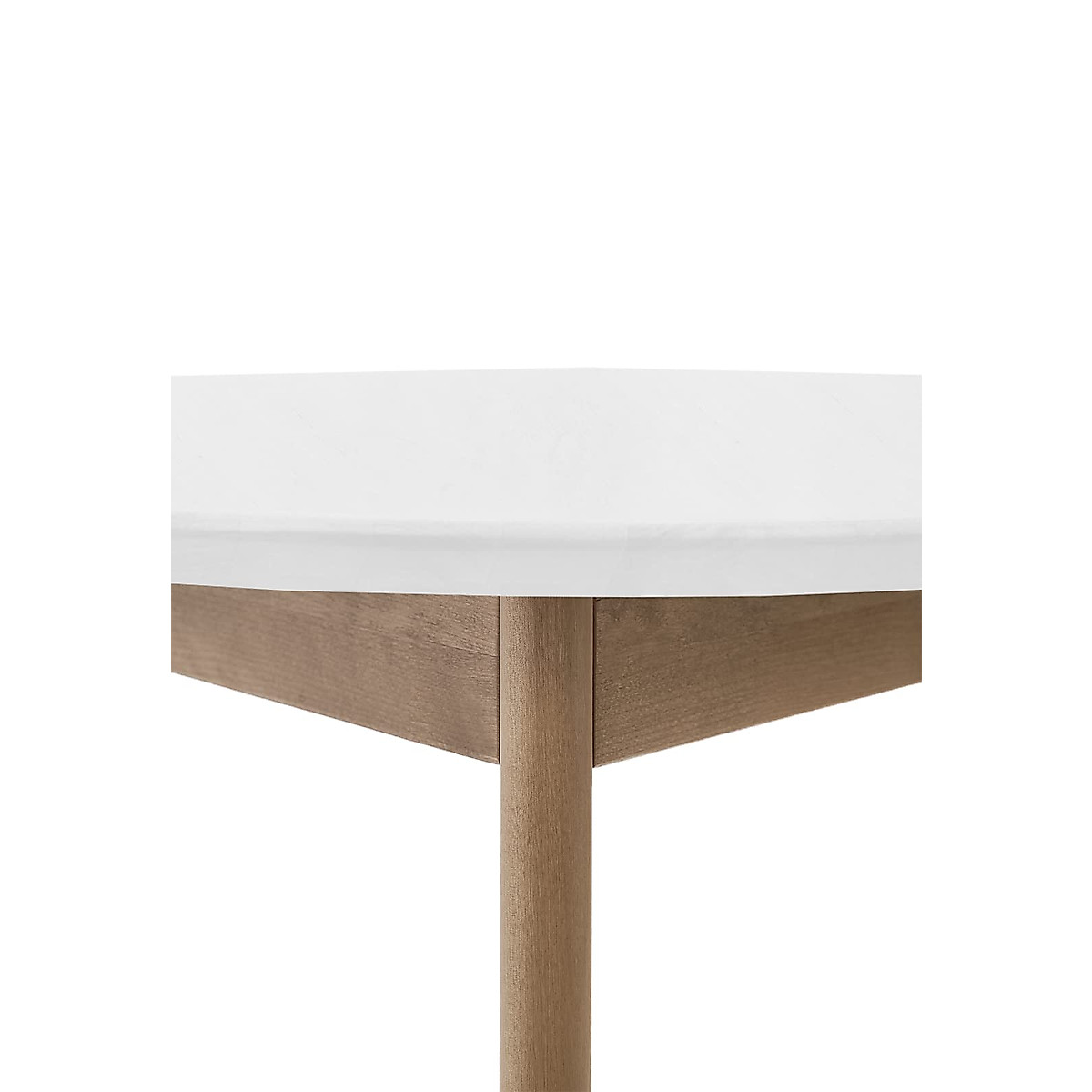 DAIVA CASA Orion Round Table for 4 Person - Birch Solid Wood Kitchen & Dining Room Furniture - Mid Century Modern Scandinavian Style – White Brown Table 37 inch