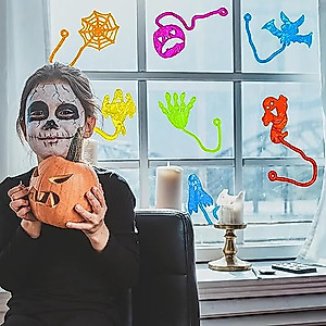 50Pcs Halloween Sticky Hands, Party Favors Toys for Kids, Sticky Stretchy Toys for Halloween Trick or Treat, Exchange Gifts, Goodie Bags, Classroom Prizes (Random)