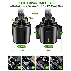 [Upgraded] Cup Phone Holder for Car, EOCAHO Universal [No Shaking] Cup Holder Phone Mount with Expandable Base for Car Truck, Adjustable Cell Phone Holder Car,Compatible with iPhone Samsung All Phones