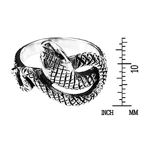 AeraVida Foxy Snake Coil Wrap Around .925 Sterling Silver Ring | Animal and Nature Inspired Silver Ring for Women | Elegant Snake Ring Accessory | Anniversary Jewelry Gift | Size (12)