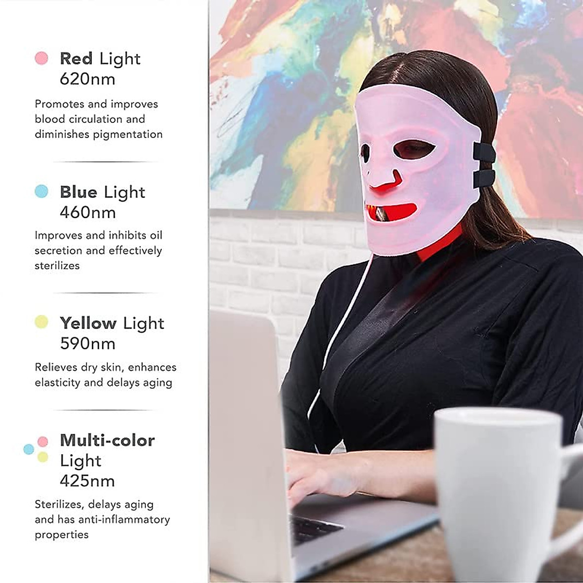 AURA Light Therapy Mask - Soft and Light-Weight - Latest 4 Colors LED Face Mask Light Therapy to Address Different Skin Care Needs - Beauty & Personal Care at the Comfort of Your Home