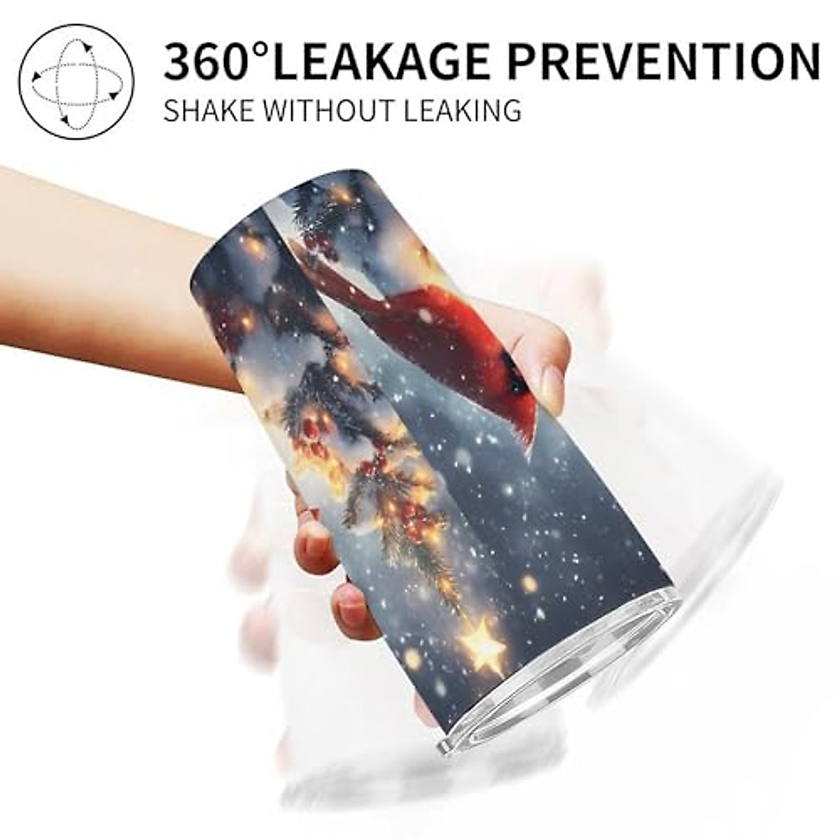 KIOWEIR Christmas Tree Bird Stainless Steel Tumbler 20oz With Lid And Straw, Insulated Tumblers Coffee Cup, Travel Mug for Ice Drink & Hot Beverage for Women Men Boys Girls