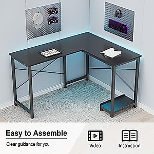 Sweetcrispy L Shaped Gaming Desk, Computer Desk Corner Desks PC Gaming Desk Table with CPU Stand Side Bag for Home Office Dorm Sturdy Writing Workstation, Grey, 50 Inch