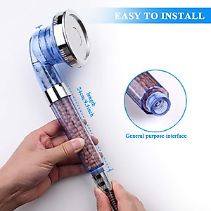 High Pressure Shower Head, Ionic Filter Showerhead with 3 Setting, Water Saving and Stone Filter Beads Handheld Shower for Dry Hair and Skin Spa by imtfzct(No Hose)