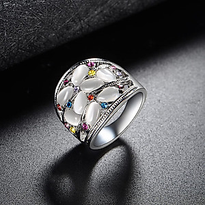 Mytys Waterdrop Cat's Eye Stone Statement Rings for Women Crystal Wide Cocktail Ring Gift (7)