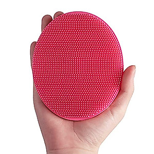 YEADMAL Silicone Body Scrubber Shower Cleansing Brush Pad Bath Exfoliating Soft Bristles SPA Massage Skin Care Tool,for Sensitive and All Kinds of Skin (Pink)