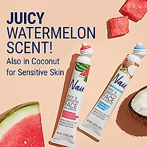NAIR Prep & Smooth Face, Exfoliating Facial Hair Removal for Woman, Depilatory Cream, Smooth Skin Solution for Effective Hair Removal, Hydrating with Hyaluronic Acid for Skincare, 1.76 oz