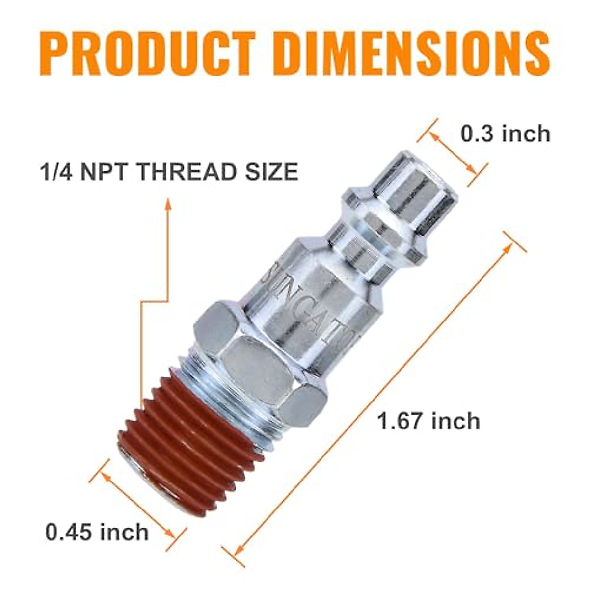 SUNGATOR 1/4-Inch NPT Male Industrial Air Plug, 1/4'' Pneumatic Plugs, Air Hose Fitting, 1/4'' Quick Connect Air Fitting, Air Hose Repair Plug Kit Compatible with I/M/D Type Air Coupler (25-Pack)