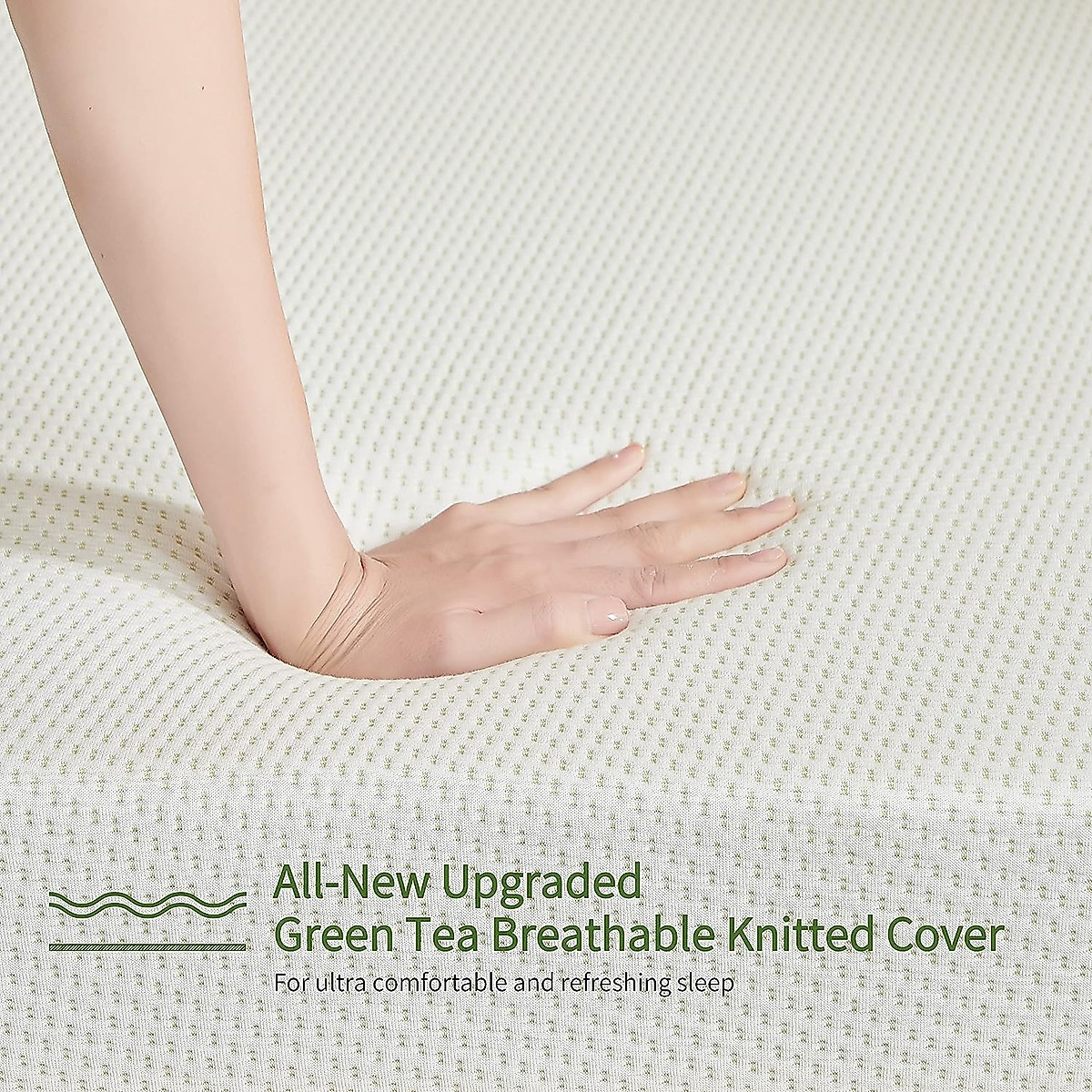 Hbaid Twin XL Mattress, 6 Inch Green Tea Cooling Gel Memory Foam Mattress in a Box Medium Firm Mattress for Bunk Bed, Trundle Bed, Pressure Relief, CertiPUR-US Certified