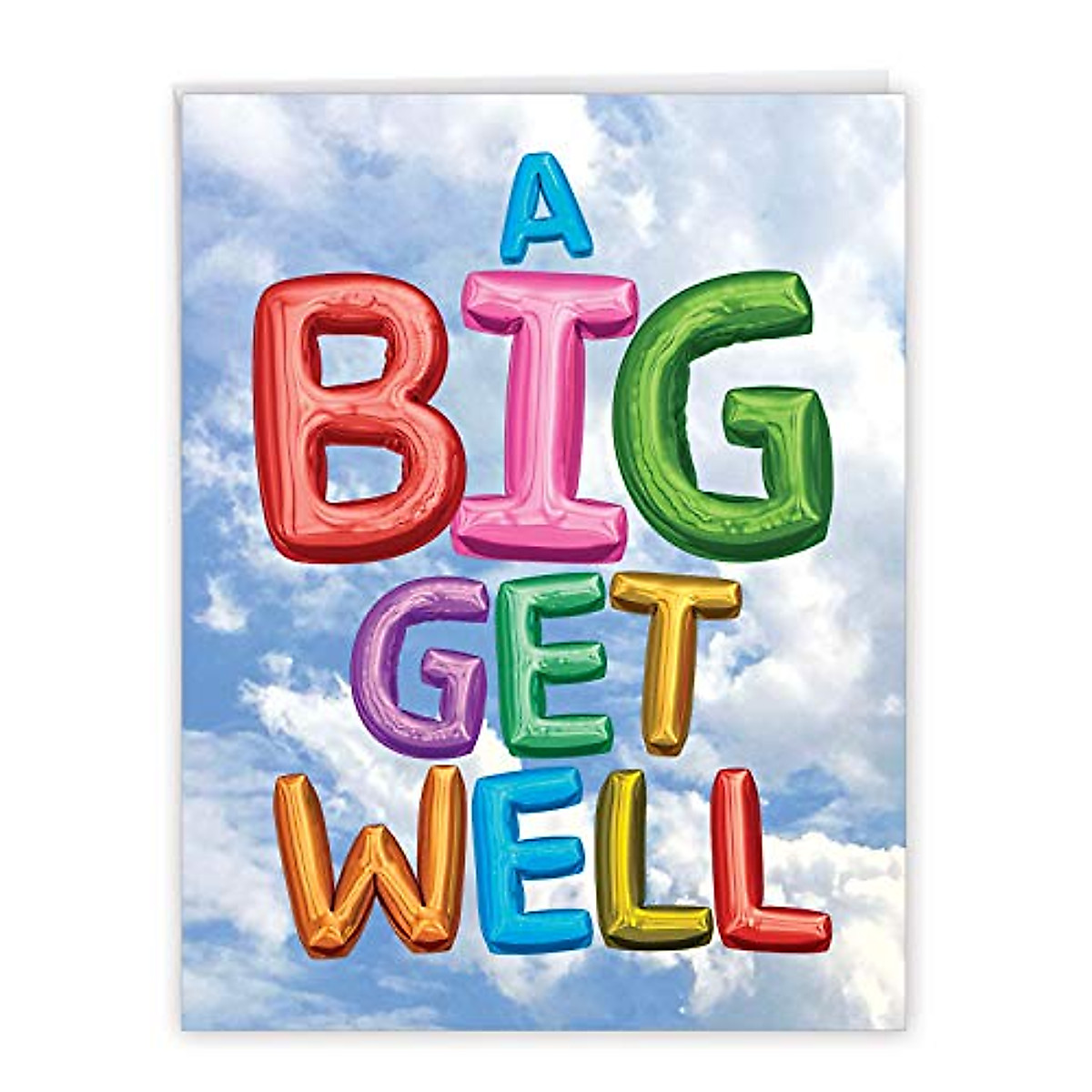 NobleWorks - Jumbo Get Well Greeting Card (8.5 x 11 Inch) - Beautiful Feel Better Soon, Group Notecard (Not 3D or Raised) - Inflated Messages From Us J5651FGWG-US