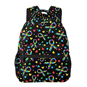Qurdtt Autism Awareness Backpack High Capacity Laptop Backpack Travel Hiking Camping Daypack for Men Women