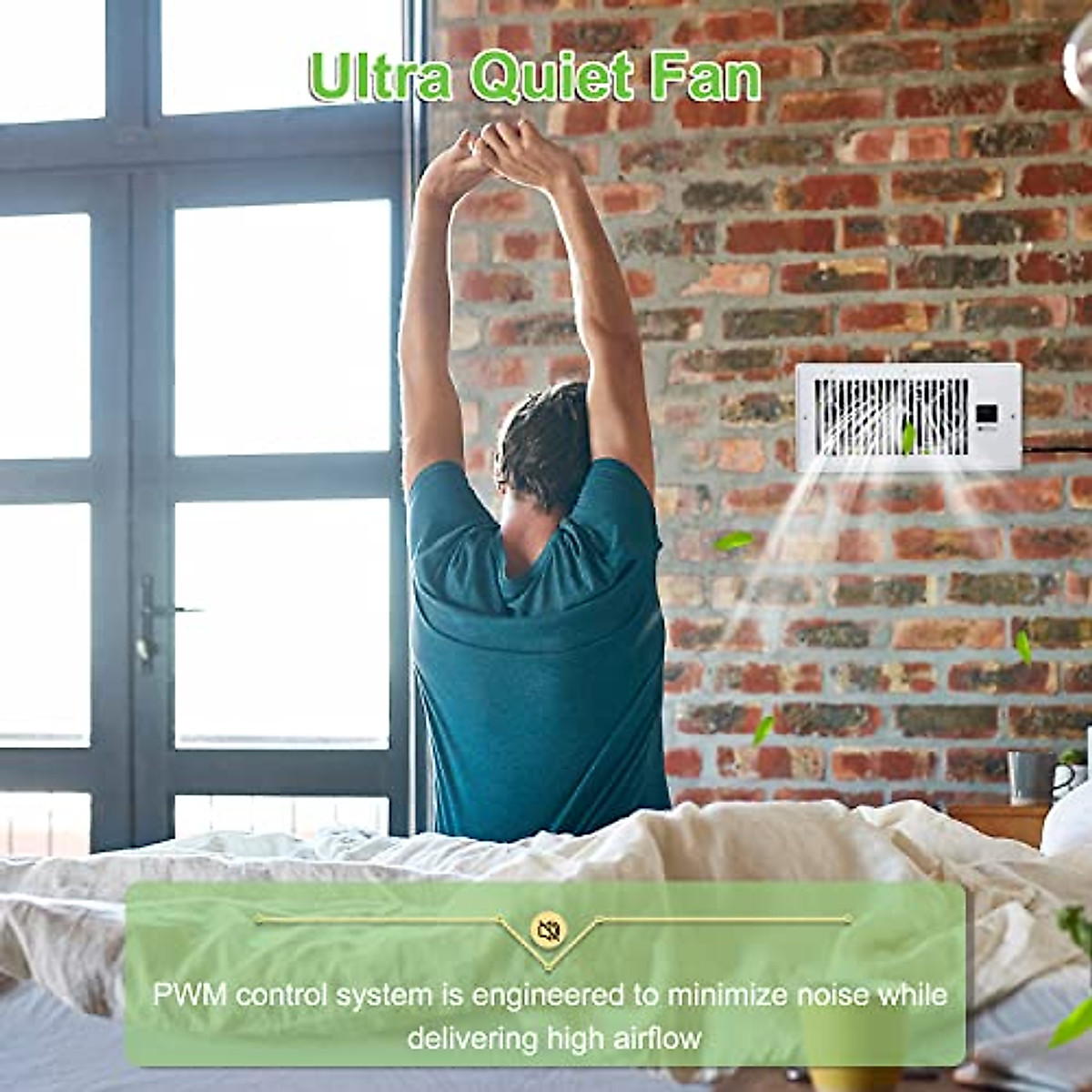 InfiniPower 10 Inch Register Booster Fan with Thermostat, High Velocity Ventilation Fans with 10 Gear Wind Speed Switch and High Precision Thermal Probe, White