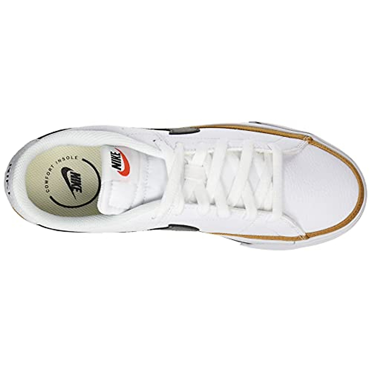 NIKE Women's Court Legacy Sneaker, White/Desert Ochre/Team Orange/Black, 7.5