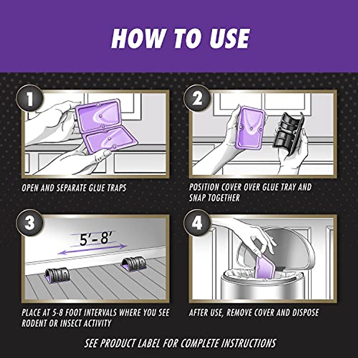 Tomcat Advanced Glue Trap System Rat Size Covered Glue Traps with 2 Reusable Covers and 4 Disposable Glue Traps