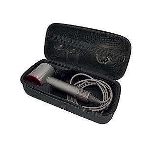LITTECA hard case for Dyson hair dryer hard travel storage Caring Case with All Attachments All Black