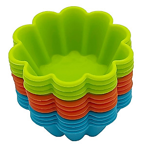 12 Pieces Silicone Big Muffin Molds Baking Cups Cupcake Moulds Flower Cup Cake Liners 3inch
