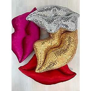 woody Gray Lips Glitter Pillow Home Decor Lips Throw Pillow Decorative Cushion Pillow Couch Bed Shaped Pillow Sparkle Luxury Pillow 18,5 x 10,5 x 3,5 inches