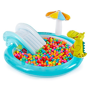 Intex Gator 6.6' x 5.6' x 4" Outdoor Inflatable Kiddie Pool Water Play Swim Center