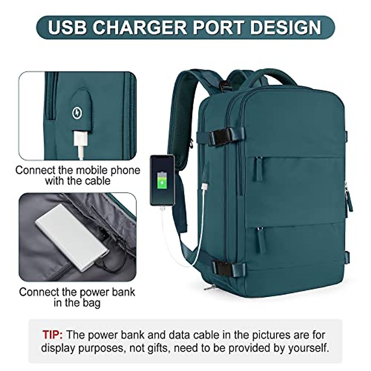 coofay Travel Backpack For Women Men Airline Approved Carry On Backpack Flight Approved Waterproof Sports Luggage Backpack Casual Daypack Small Hiking Backpack Peacock Blue