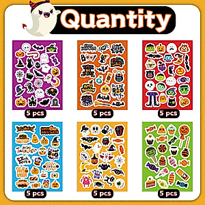 Halloween Stickers for Kids Adults 24 Sheets Cute Halloween Stickers Bulk Sheets for Treat Bags/Boxes/Gifts/Cards Halloween Adhesive Stickers for Teacher Classroom Halloween Party Favors for Kids
