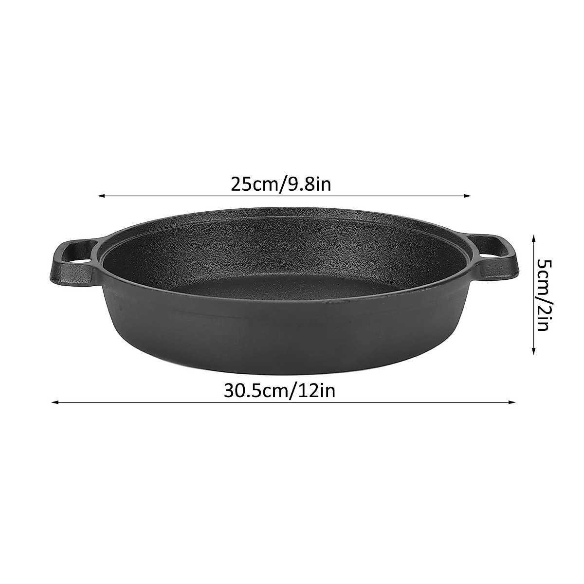 Cast Iron Skillet with 2 Handle, Non Stick Heat Resistant Frying Pan 25cm Rounde Mini Flat Bottomed Camping Skillet Cooking Cookware for Cooking Egg Steak