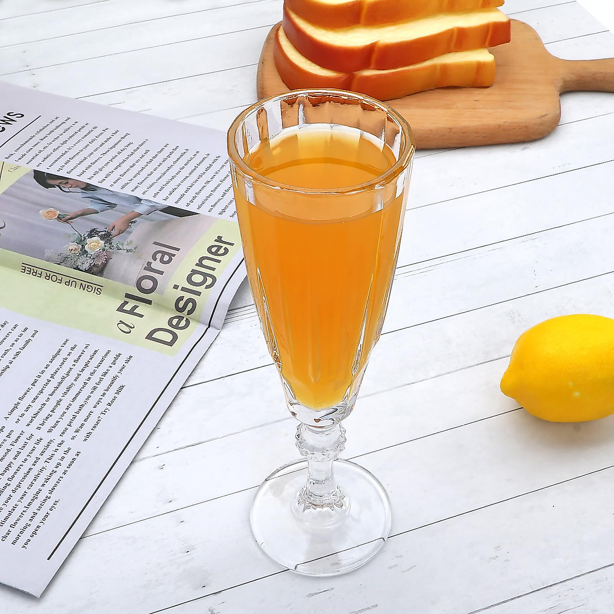 Ufrount Vintage Champagne Flute,5oz Champagne Glasses Set of 12,Elegant Embossed Champagne Flute Goblet Sparking Wine Glasses for Mimosa,Beverage,Party