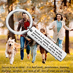 MYOSPARK Success Is No Accident Pele inspirational Quote Keychain Sport Player Motivational Gift Encouragement Gift (Success quote keychain)