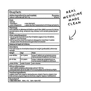 Genexa Kids' Tummy Relief - 30 Antacid Chews - Calcium Carbonate Acid Reducer - Certified Vegan, Gluten Free & Non-GMO