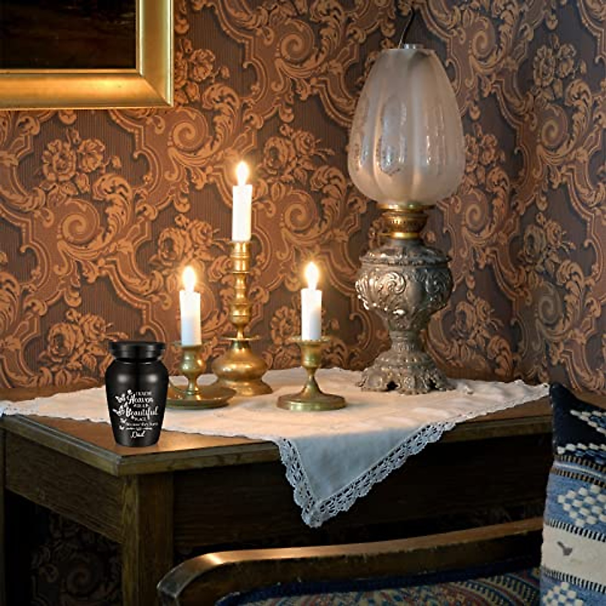 Small Urns for Human Ashes Aluminium Mini Keepsake Urn Butterflies Small Cremation Urns for Ashes Memorial Ashes Keepsake-I Know Heaven is A Beautiful Place Because They Have My Dad