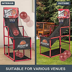 Hayuyuxo Kids Arcade Basketball Game Set with 5 Inflatable Balls,Indoor Outdoor Sports Toys,Basketball Hoop for Kids,Children's Basketball Stand,Easy Set Up Ideal for Games and Competition